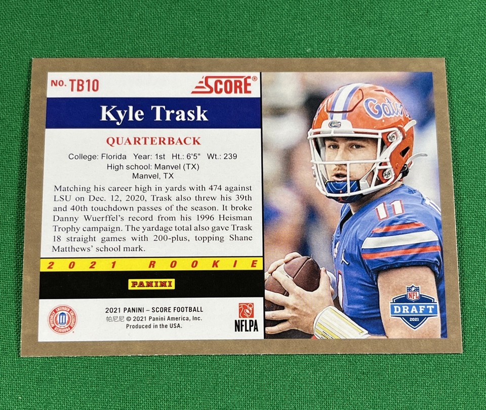 Kyle Trask SP RC 2021 Score Red Parallel Retro Rookie Insert #TB10 ...