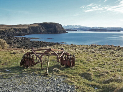 Photo 6x4 Farm machinery at Orbost Greep A hay turner stands waiting to ...