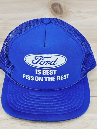 Vintage Ford Is Best Hat Cap Snap Back Trucker White Foam Blue Mesh ...