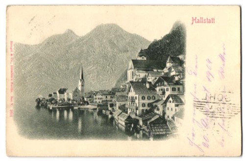 Relief Postcard Hallstatt, village on the mountainside with lake | eBay