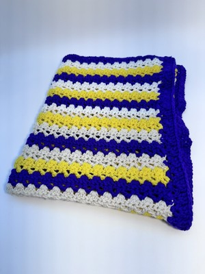 Vikings Color HANDMADE Crochet Baby Blanket Purple/white/Yellow 26" x ...