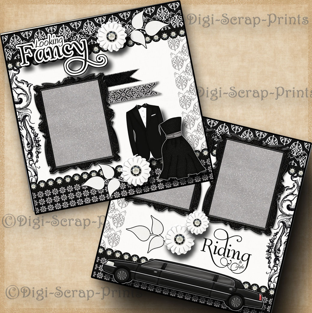 LOOKING FANCY formal dance prom 2 premade scrapbook pages paper layout ...