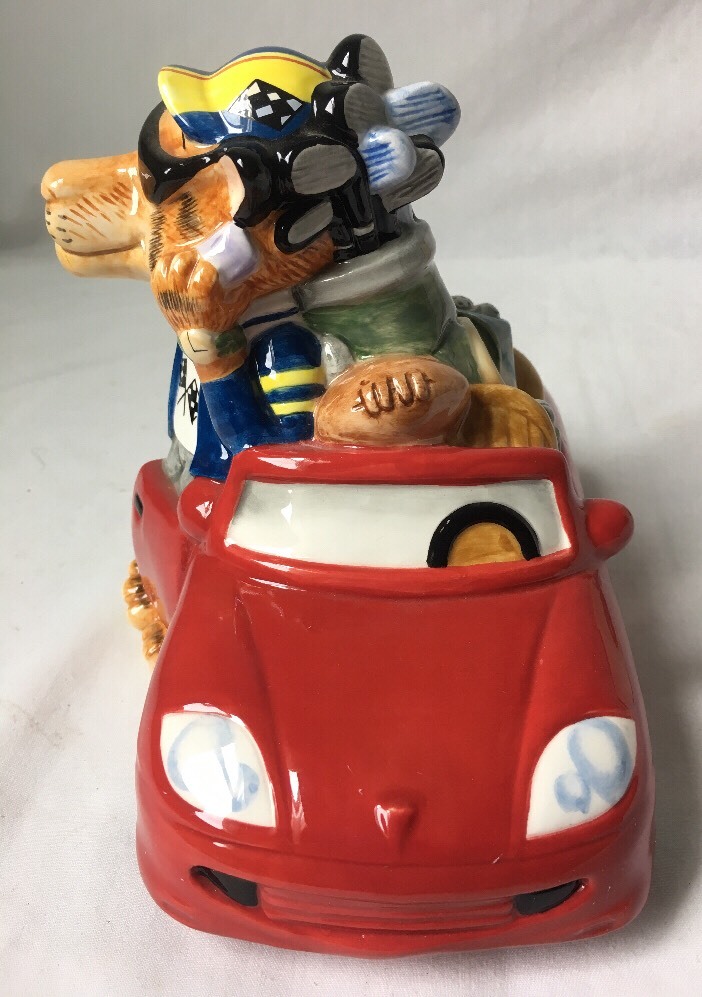 Fitz and Floyd Coin Bank BOYS TOYS Fun Funds Tiger Cat Convertible Car ...