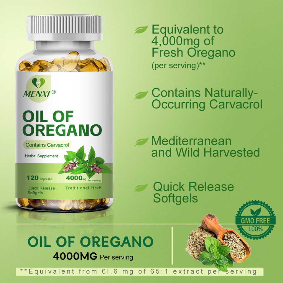 Oregano Oil 4000 mg 120 Softgel Capsules Contains Carvacrol Herbal ...