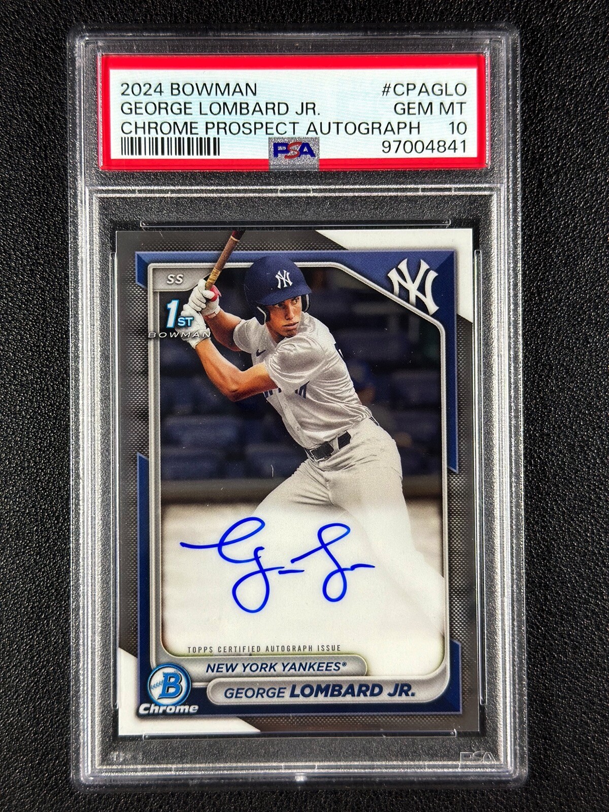 GEORGE LOMBARD JR PSA 10 2024 BOWMAN CHROME 1ST PROSPECT AUTOGRAPH AUTO ...