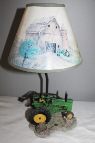 John Deere 1999 Resin Green Farm Tractor 15.5" Table Lamp w/ Original ...