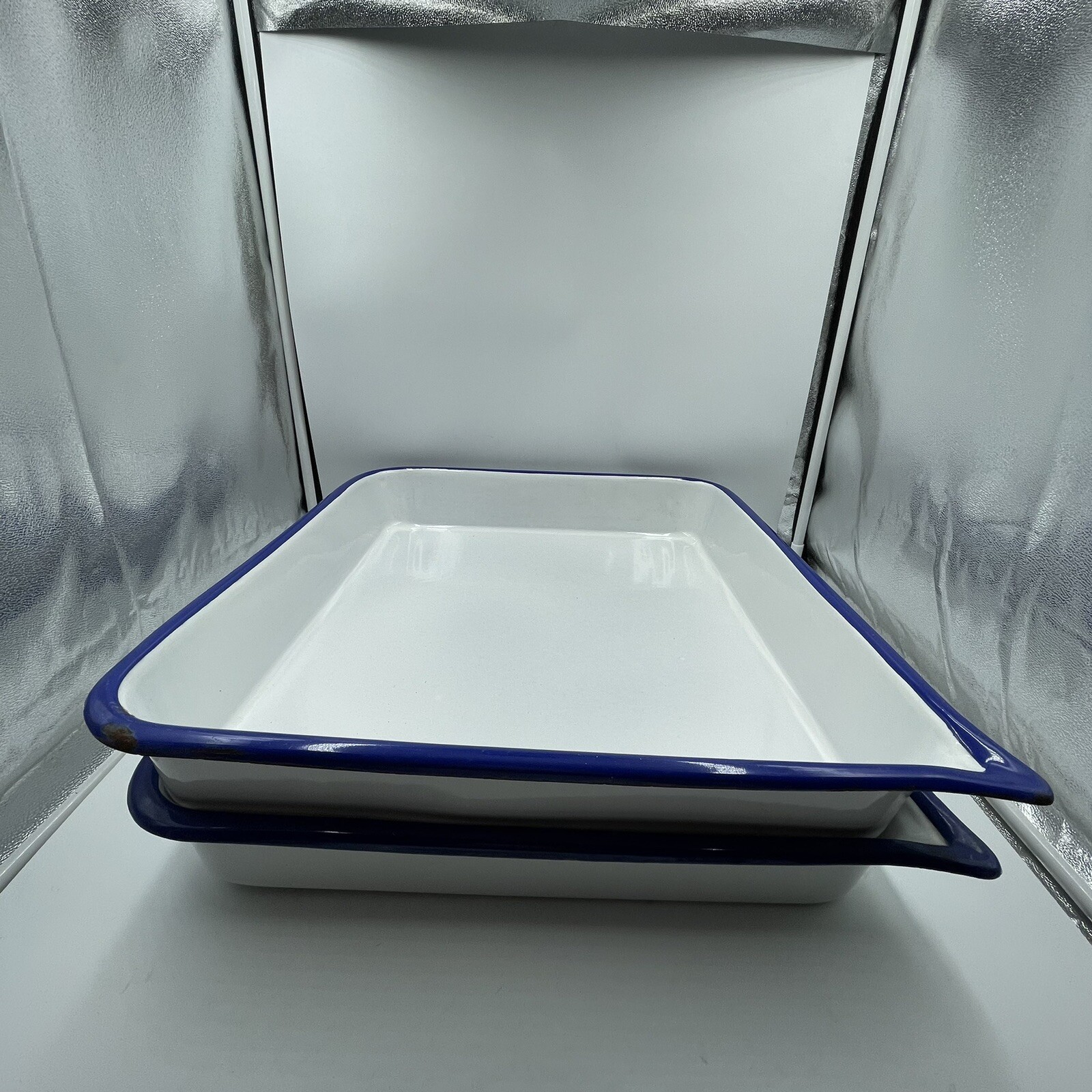 CESCO 17 x 20 Photo Developing Trays White Blue Porcelain or Enamel ...