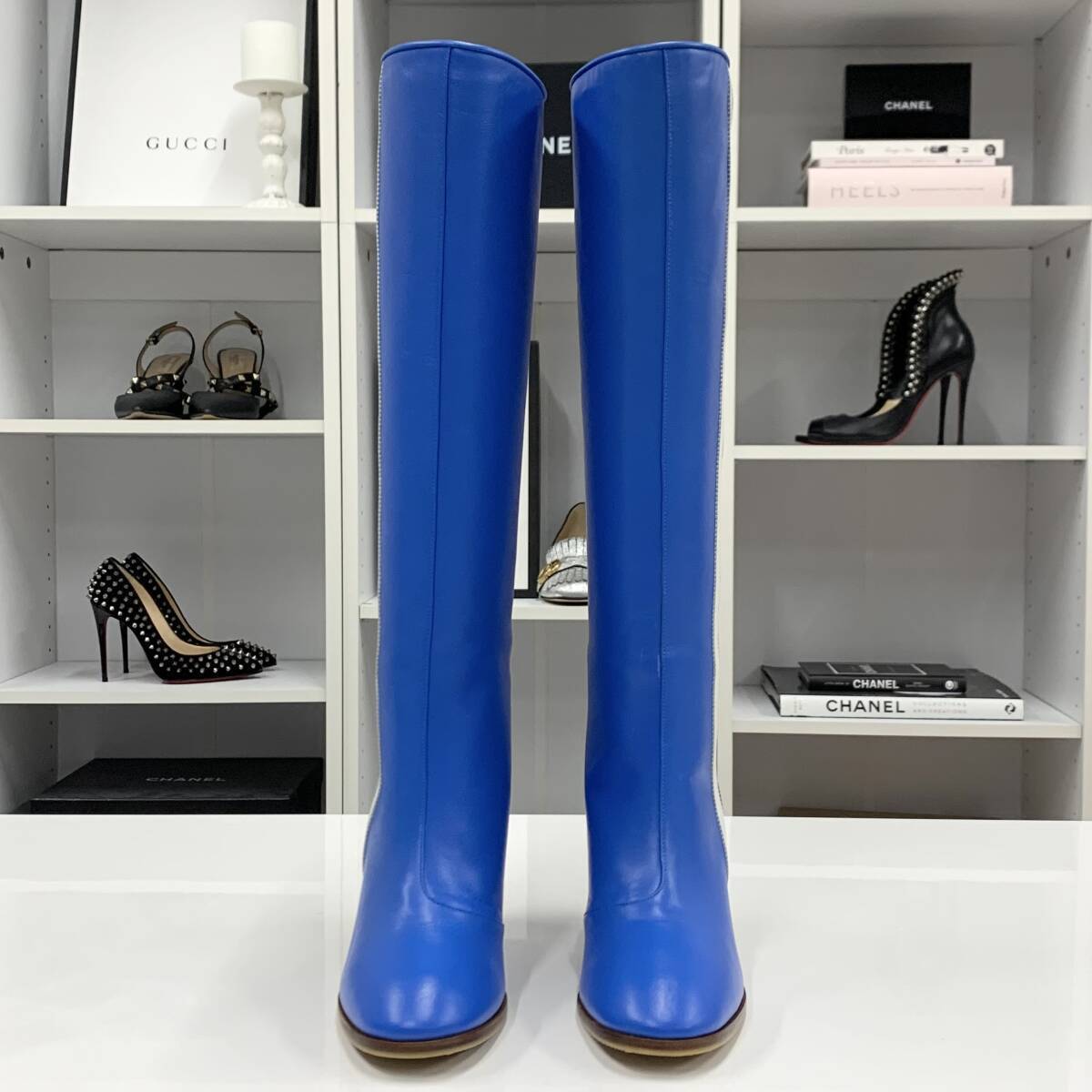 Gucci Adidas Leather Sideline Long Boots Blue | eBay Gucci Adidas Leather Sideline Long Boots Blue | eBay