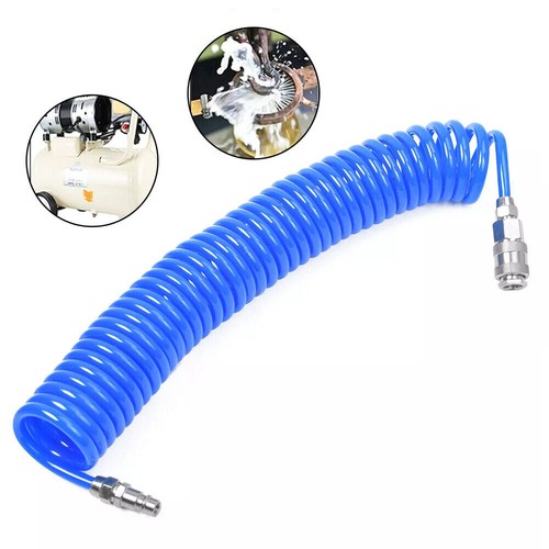 2x 6M 1/4" Flexible Compressor Air Line Hose Recoil 6 Metre Coiled For ...