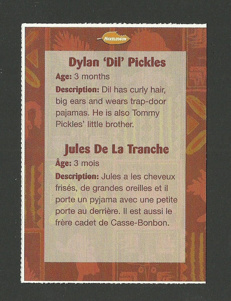 Tara Strong Dylan Dil Pickles Rugrats Go Wild Nickelodeon Promo Card | eBay