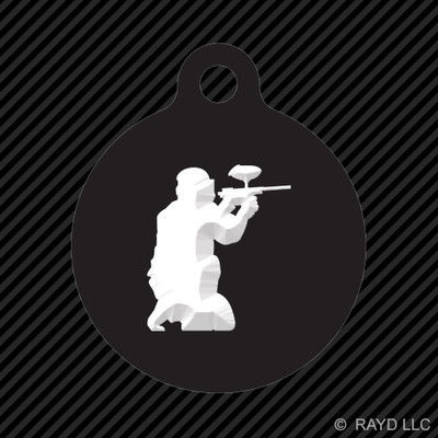 Paintball Keychain Round with Tab dog engraved many colors | eBay