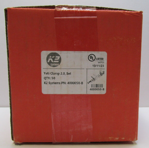 NEW K2 Systems Box of 50 Yeti Hidden End Crossrail Clamp 2.0 4000050-B ...