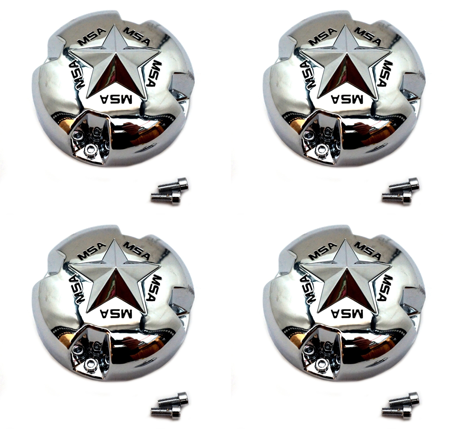 4 MSA Offroads Chrome Center Caps for 4L M37 Brute Beadlock M38 Brute ...