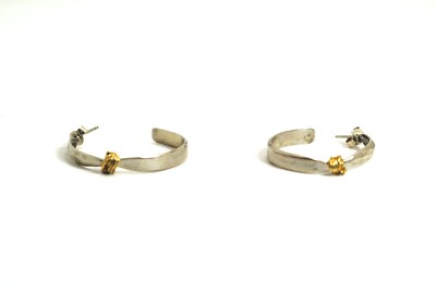 YAM Sterling Silver Hoop Earrings With Gold Wing Wrap | eBay