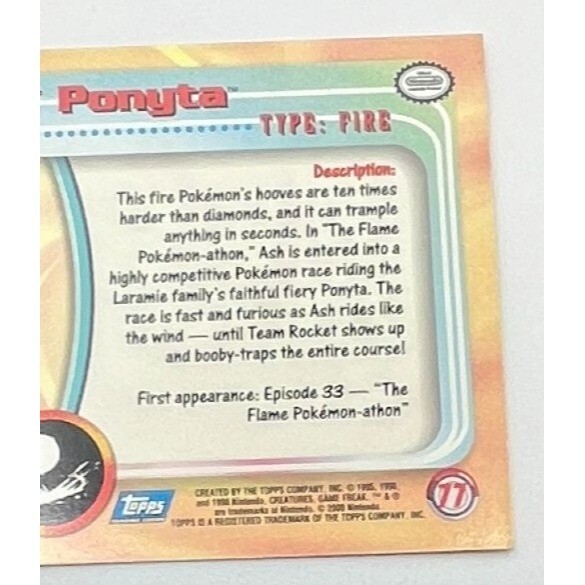 Ponyta Pokemon Card Topps #77 TV Animation Edition Series Blue Logo | eBay