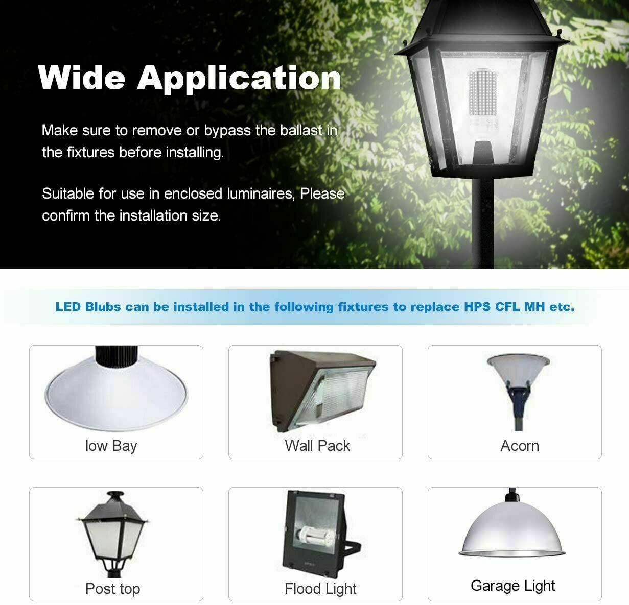 45W LED Corn Light Acorn Bulb 6,525Lm Mogul Base Replace 100W/125W MH ...