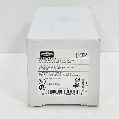 Hubbell L1630P 30A Locking Plug 480V NEMA L16-30P 3P 4W ~NEW~ | eBay