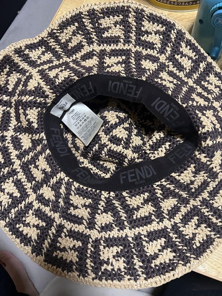 Fendi FF Pattern Straw Hat Cavelin Hat S 57cm | eBay