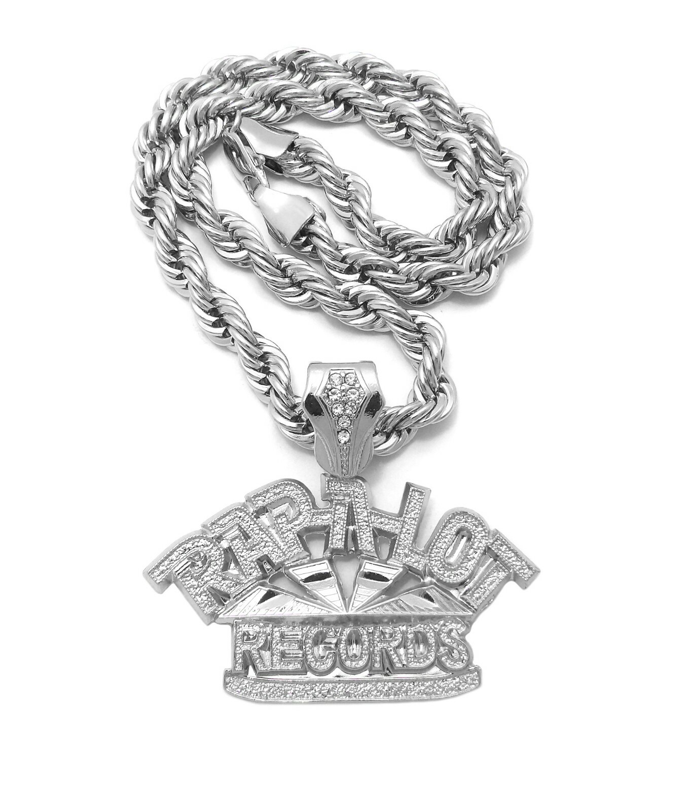 HIP HOP ICED RAP-A-LOT RECORDS PENDANT & 8mm 18" 20" 24" 30" ROPE CHAIN ...