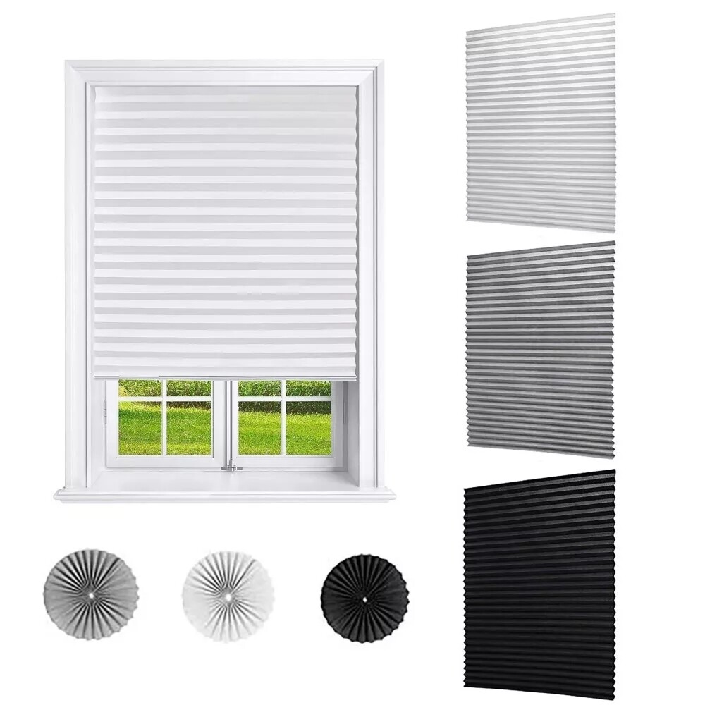 Self-Adhesive Pleated Blind Curtain Half Blackout Home Window Covers ...