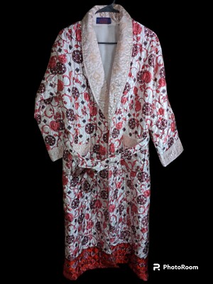 Vintage Long Quilted Bath Robe Pink Asian Floral XXL | eBay