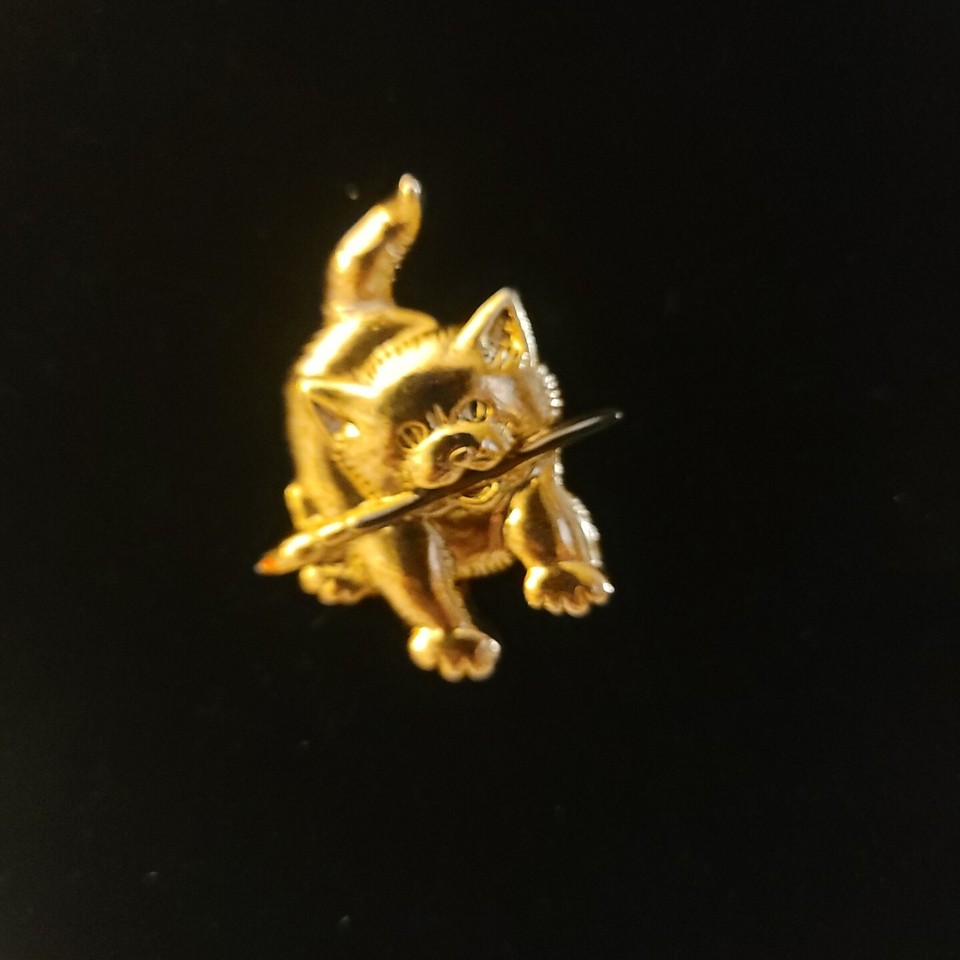 Cat w Paint Brush Pin Brooch 1.5"x1.5" | eBay