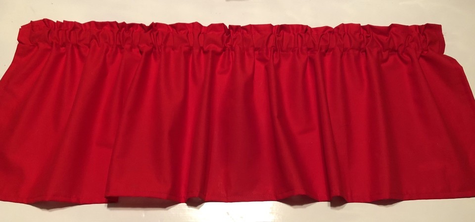 Solid Cherry Red Valance Cotton fabric 42"wide 14"L Bedroom Kitchen | eBay