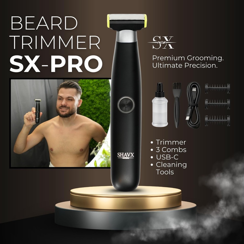 Mens Trimmers for face and Body, Beard Shaver with Skin-Safe Dual Razor ...