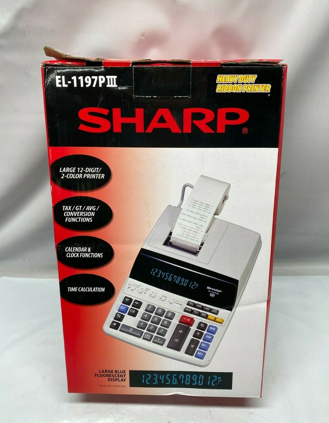 Sharp EL-1197PIII Heavy Duty Color Printing Calculator with Clock and ...