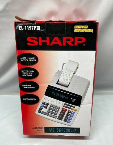 Sharp EL-1197PIII Heavy Duty Color Printing Calculator with Clock and ...