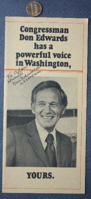 1963-95 California Congressman Don Edwards signed / autographed ...