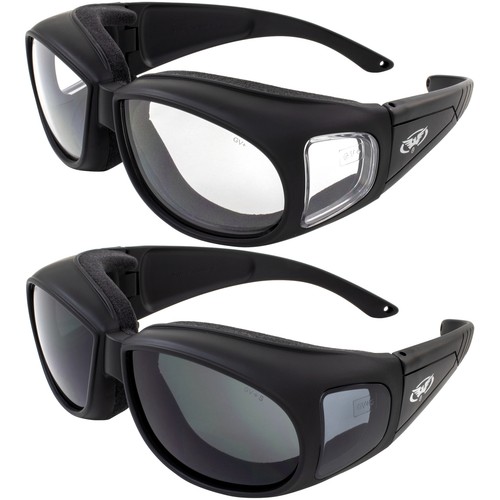 GV 2 Motorcycle Safety Sunglasses Fits Over MOST Rx Glasses Smoke and ...