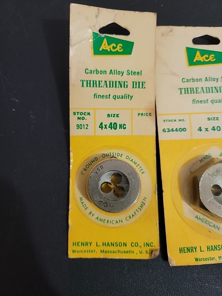 2- Threading Die Ace Hanson Steel USA - 4x40 NC - 9012 634400 | eBay