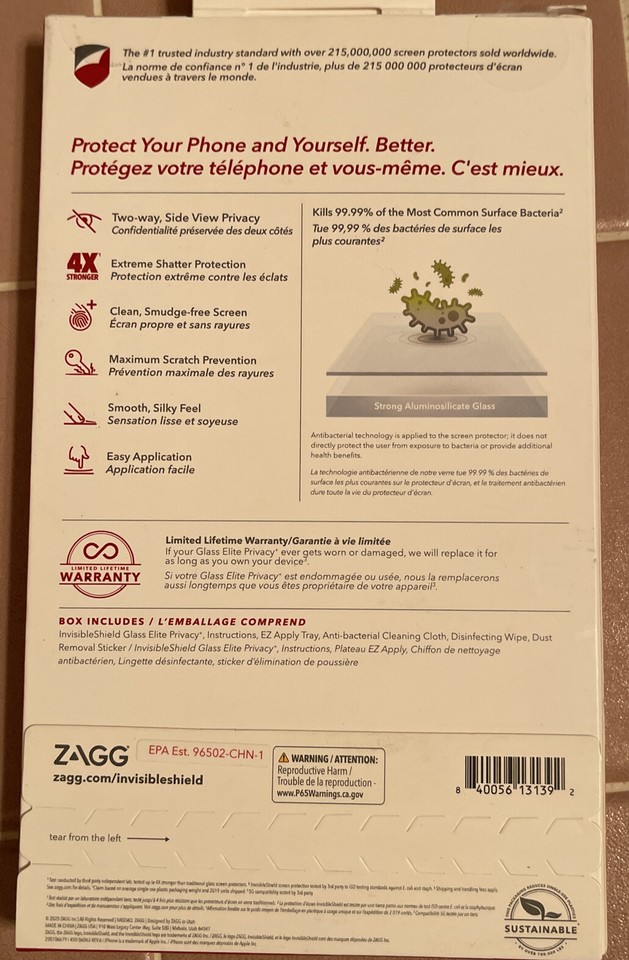 ZAGG Invisible Shield Glass Elite Privacy - iPhone 12 Mini 5.4" 2020 | eBay