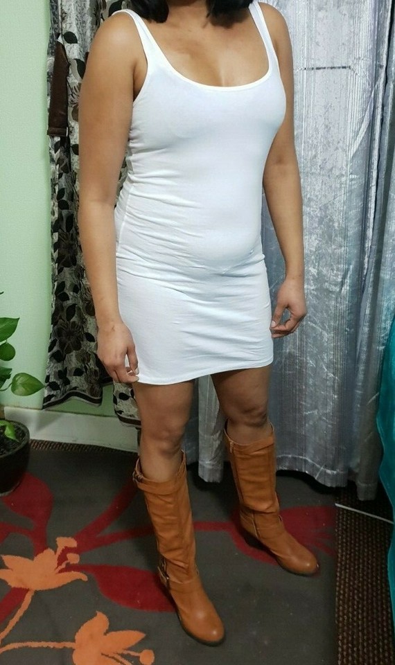 Ladies White Micro Mini Dress Short Bodycon Women's Scoop Neck Just ...