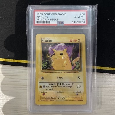 1999 Pokemon Base Set Pikachu 58/102 Unlimited Yellow Cheeks PSA 10 ...