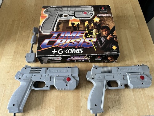 PlayStation 1 (PS1) Namco Light Gun x2 w/ Adapter & Time Crisis Box (No ...