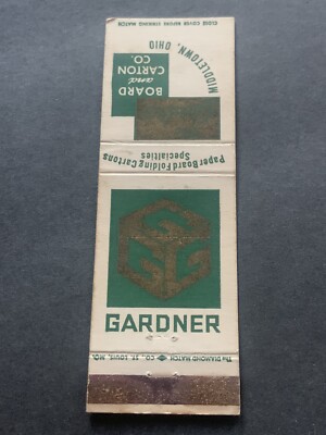Vintage Ohio Matchbook: “Gardner Board And Carton Co” Middletown, OH | eBay