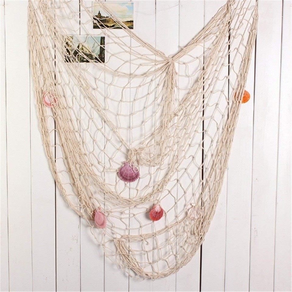 2 Large Decorative Fish Nets with Shells Ocean Themed Decoration | eBay
