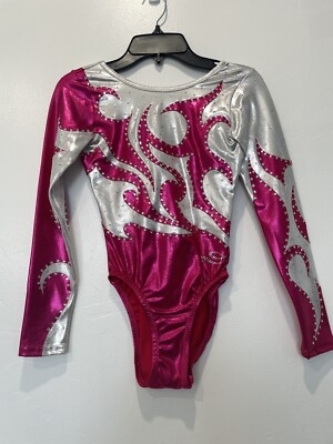 Dreamlight rhinestone competition gymnastics leotard Silver/pink BLING ...