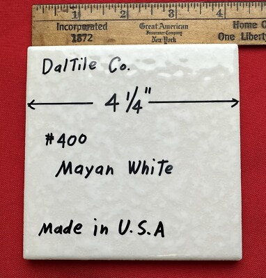 1 pc. Mayan White: Glossy Ceramic Tile by Daltile 4-1/4" Tiny, Bumpy ...