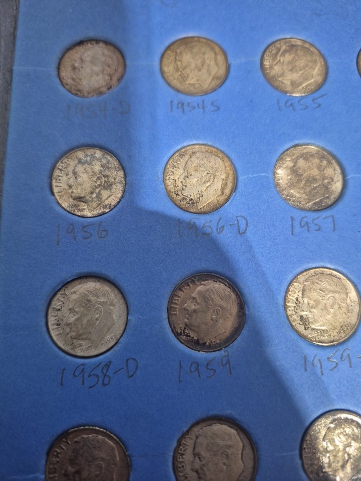 1946-1964 Complete Set Roosevelt Dimes Circulated Folder Book Album | eBay