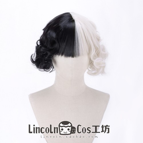 Loncoln black and white witch kuira / Estella Cosplay wig two color ...