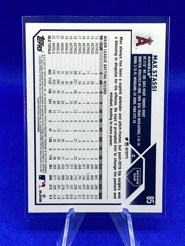 2023 Topps Baseball 85 Max Stassi - Los Angeles Angels | eBay