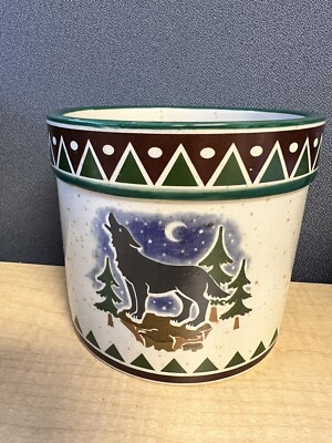 Pine Ridge Pottery Wolf Planter/Crock | eBay