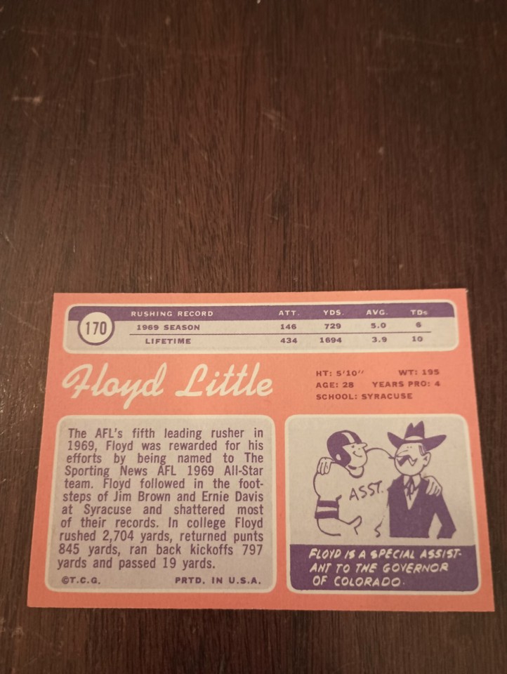 1970 Topps #170 Floyd Little (NRMT) | eBay