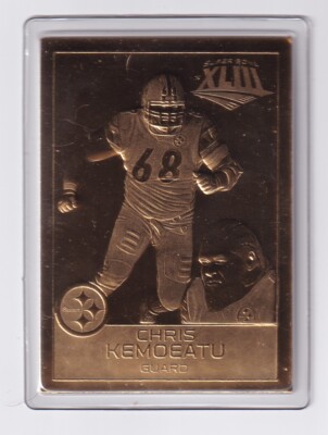 Chris Kemoeatu 2009 Steelers Danbury Mint Super Bowl 53 XLIII 22kt Gold ...