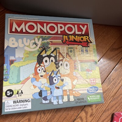Hasbro Monopoly Junior: Bluey Edition Board Game for Kids New Open Box ...
