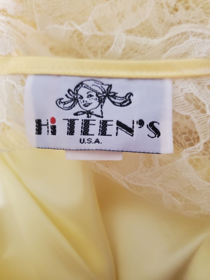 Hi Teen's 60' 70's Yellow Bubble Skirt Lace Party Cocktail Prom Dress USA SZ S | eBay