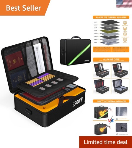 Secure 3-Digit Lock Document Box - Fireproof and Waterproof for ...